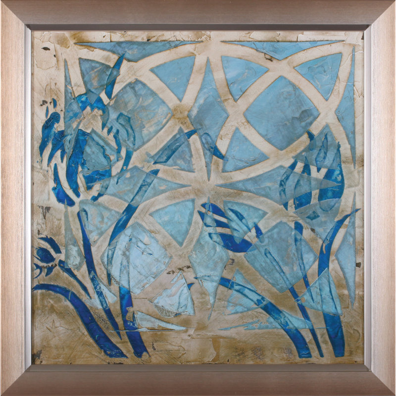 Bungalow Rose 'Stained Glass Indigo III' Framed Print | Wayfair