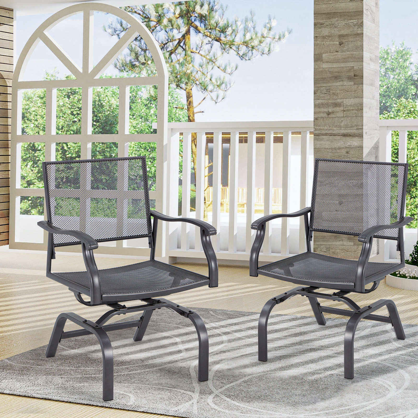 Red Barrel Studio® Patio Spring Dining Chairs Set Of 2, Outdoor ...