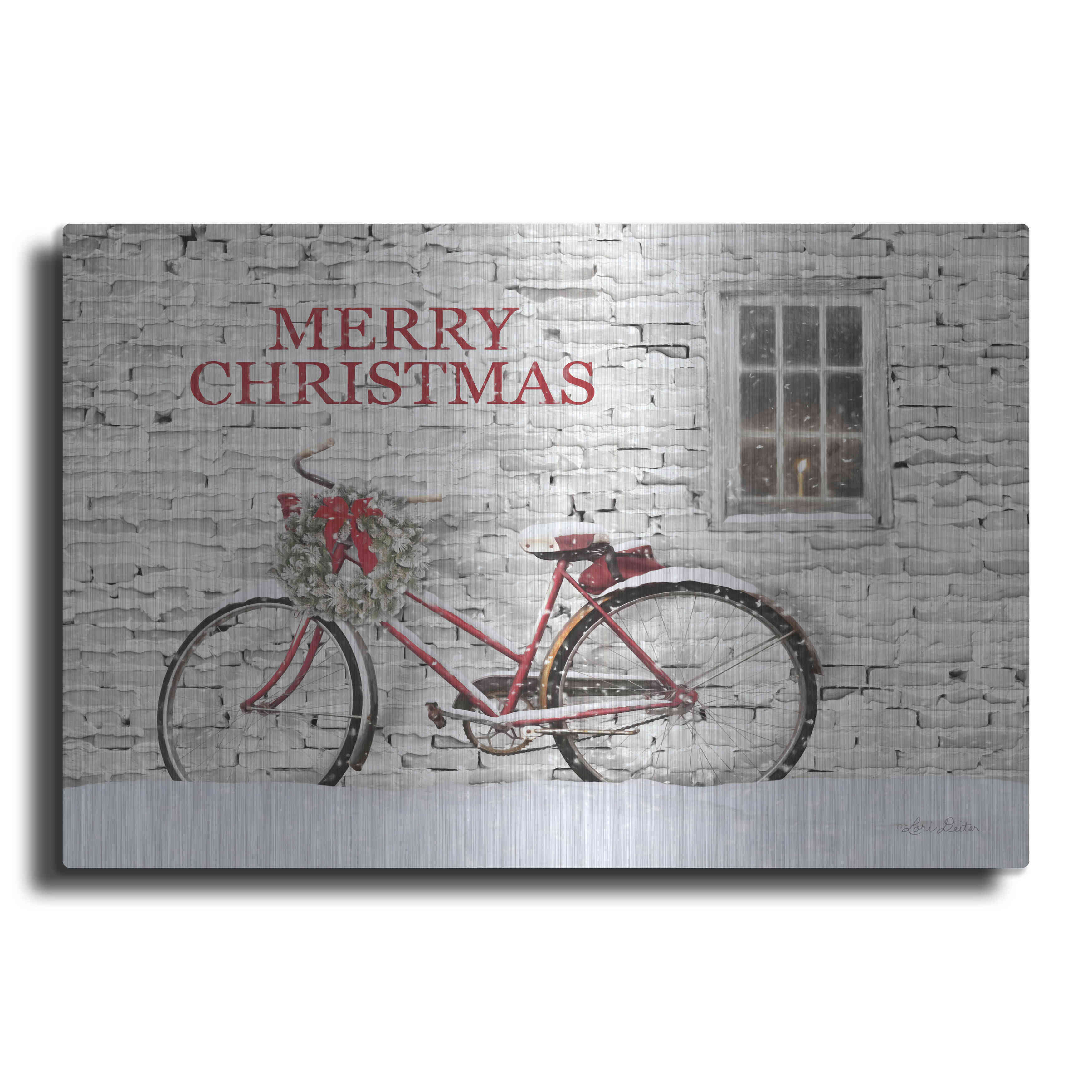 The Holiday Aisle® 'Merry Christmas Bicycle' by Lori Deiter, Metal Wall ...