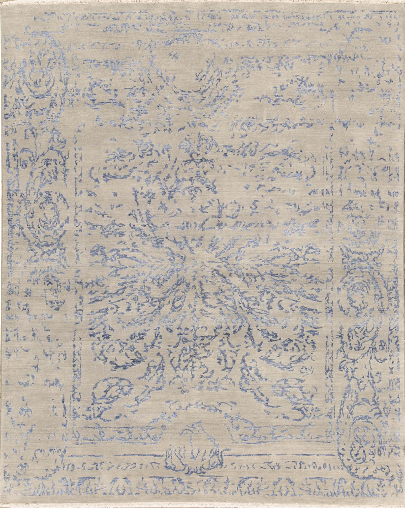 Bokara Rug Co., Inc. Hand-Knotted High-Quality Silver and Blue Area Rug ...