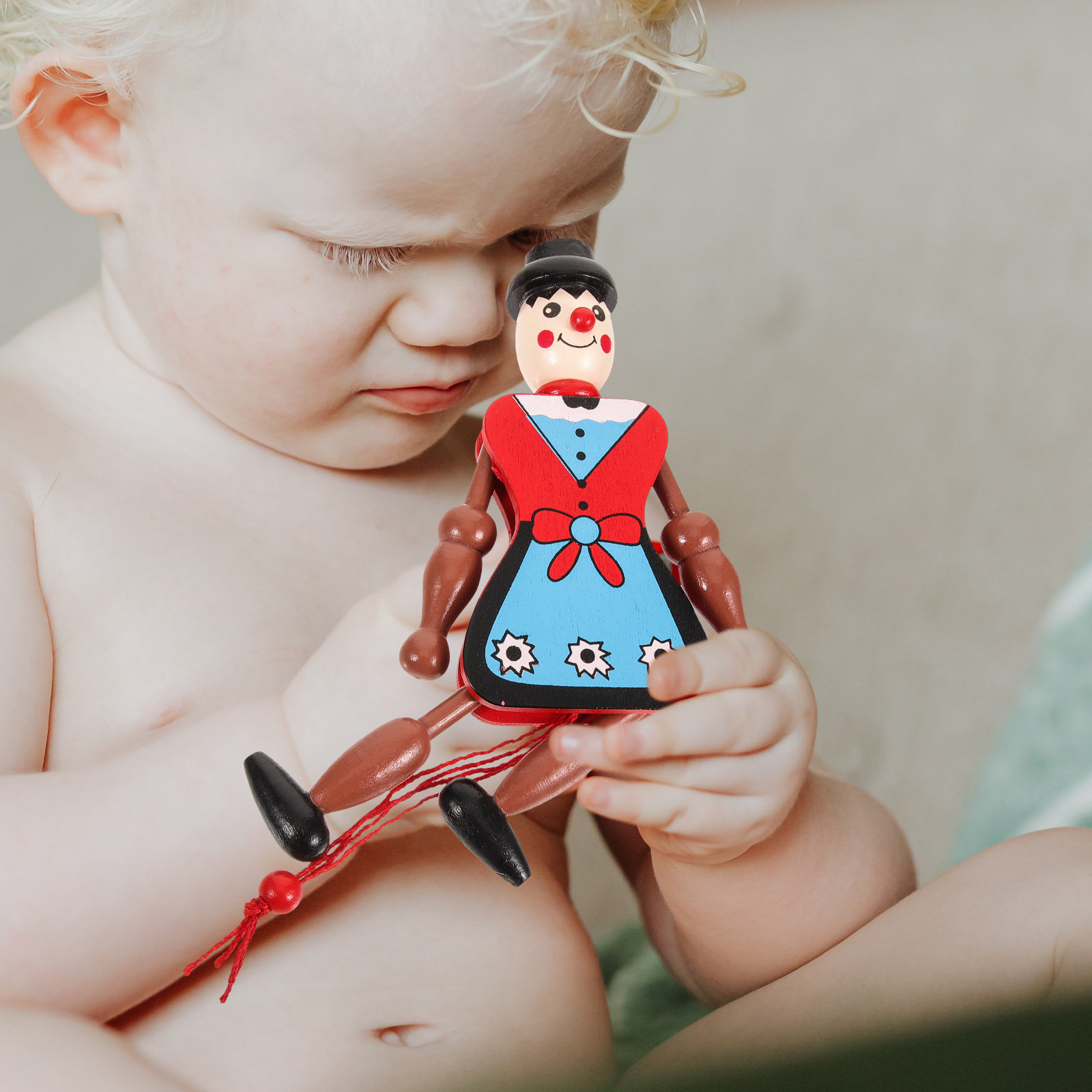 The Holiday Aisle® 4Pcs Wood Puppet Doll Toys Margaretha Reichardt Wooden Toys Wooden Hanging ...