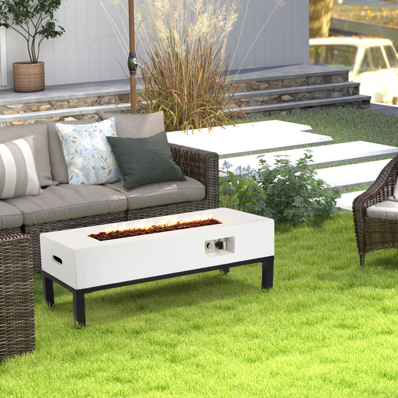 Latitude Run® 42" Mgo Patio Propane Fire Pit Table With Shelves | Wayfair