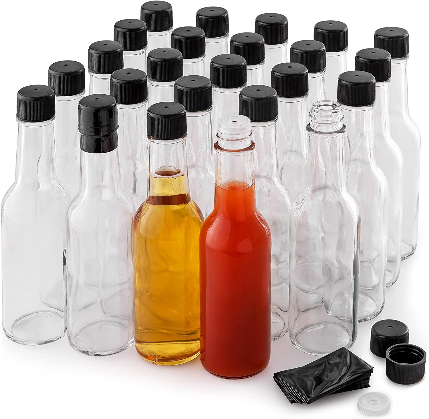 Prep & Savour Simple Craft Hot Sauce Glass Bottles Dispenser - 24 Piece ...