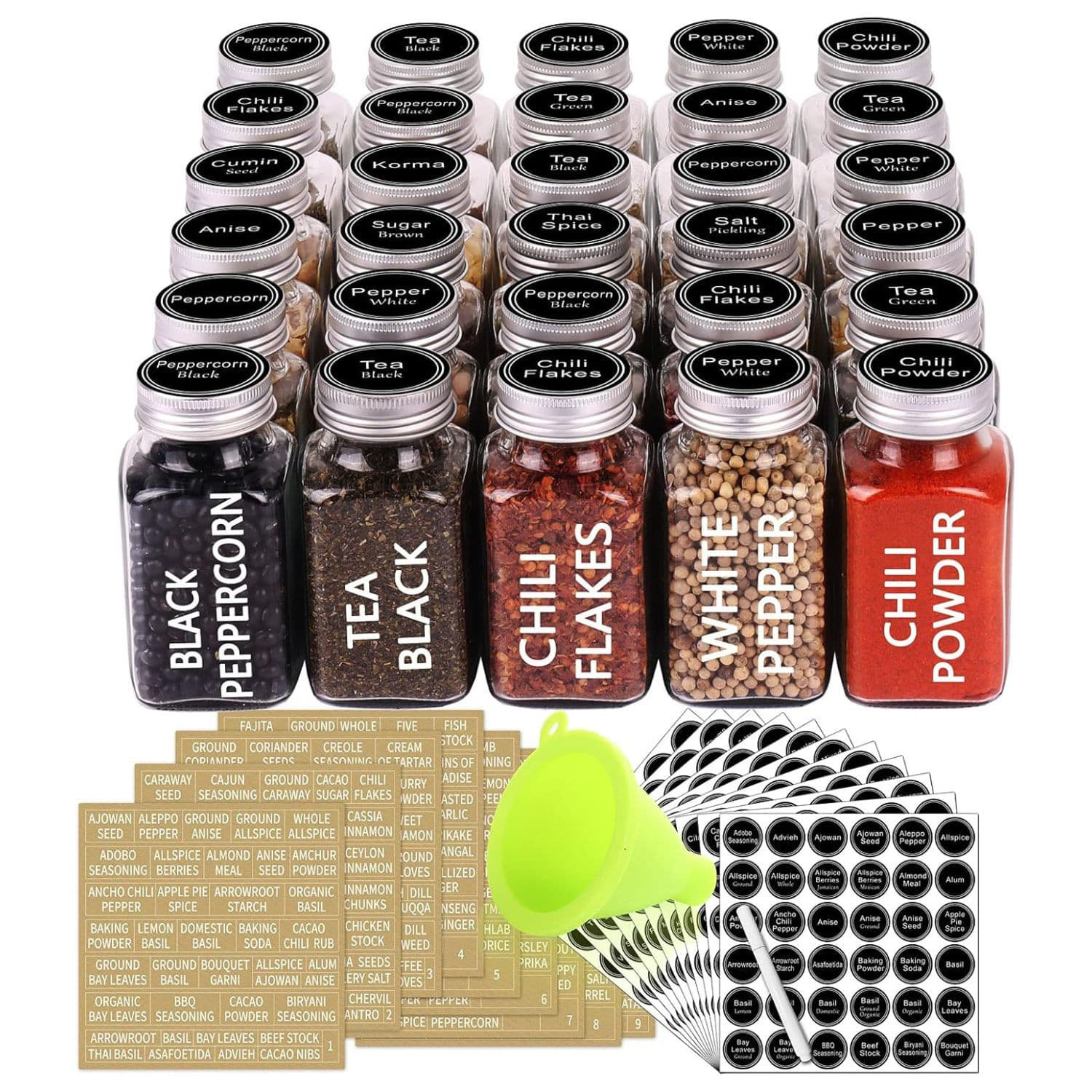 Mint Pantry® 30 6-oz Empty Square Glass Spice Jars | Wayfair