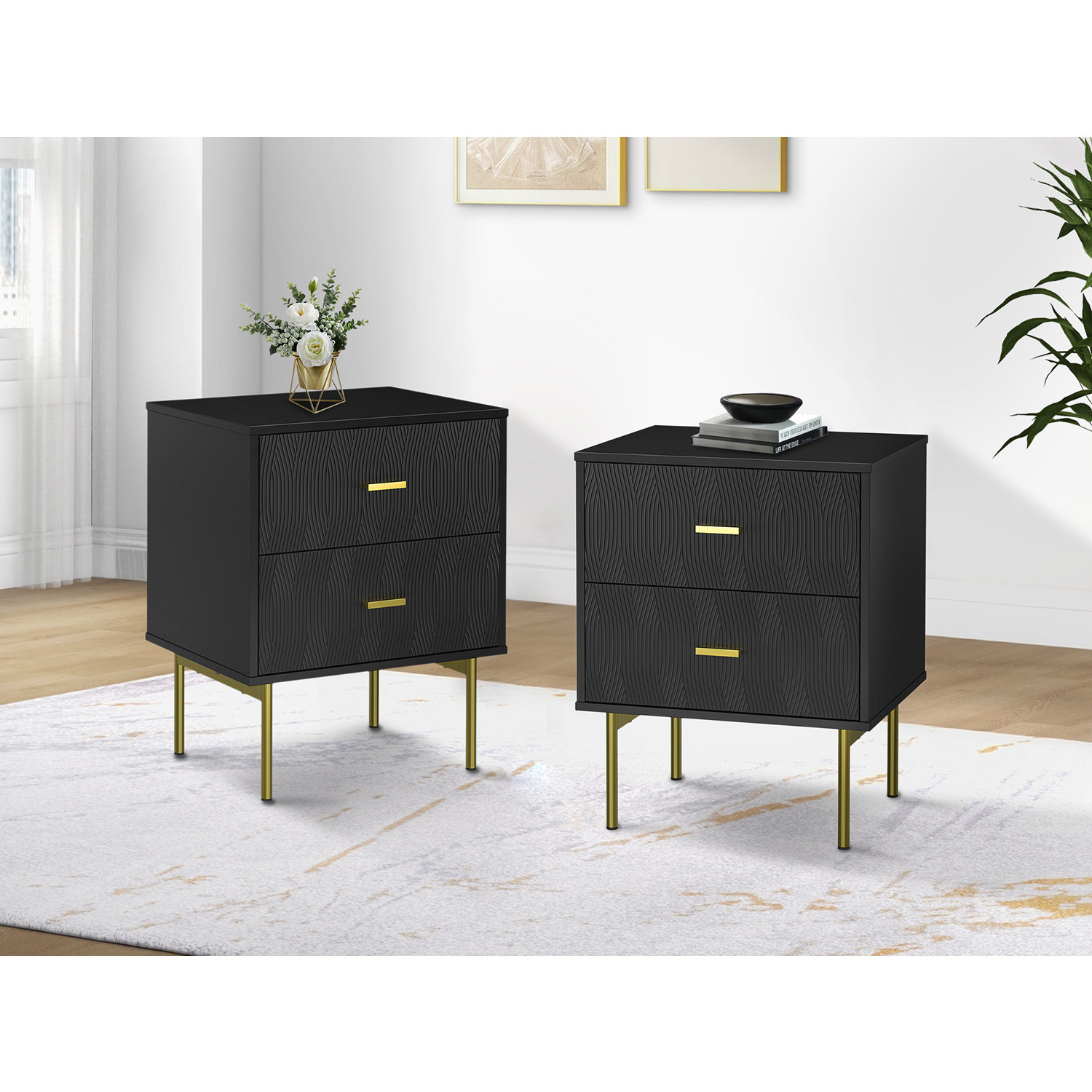 The Twillery Co.® Kajana 2 Drawer Glam Nightstand & Reviews | Wayfair