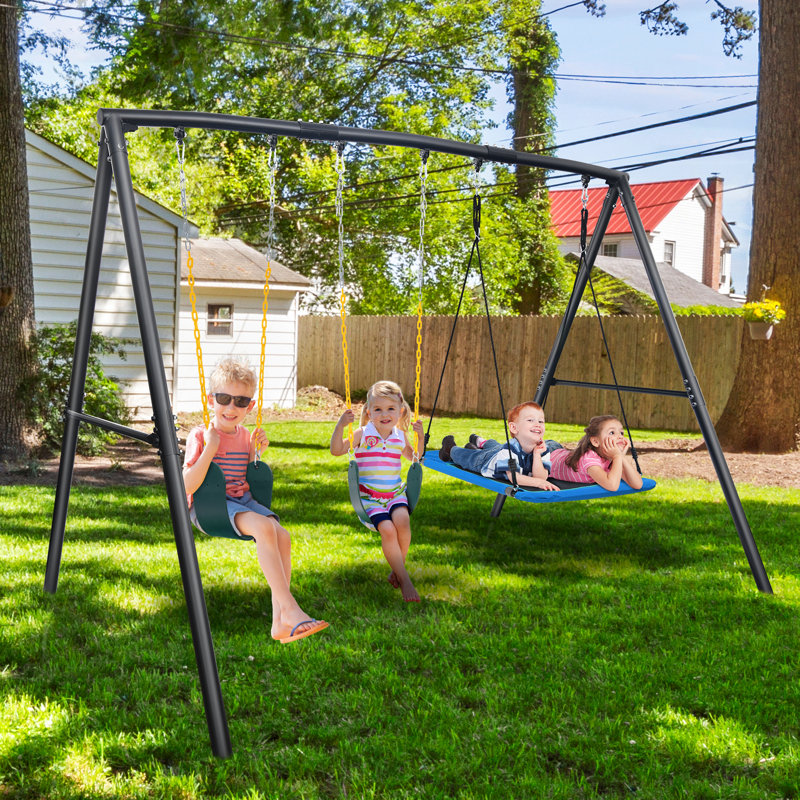 Klo Kick Metal Swing Set with 3 Swings & Reviews | Wayfair
