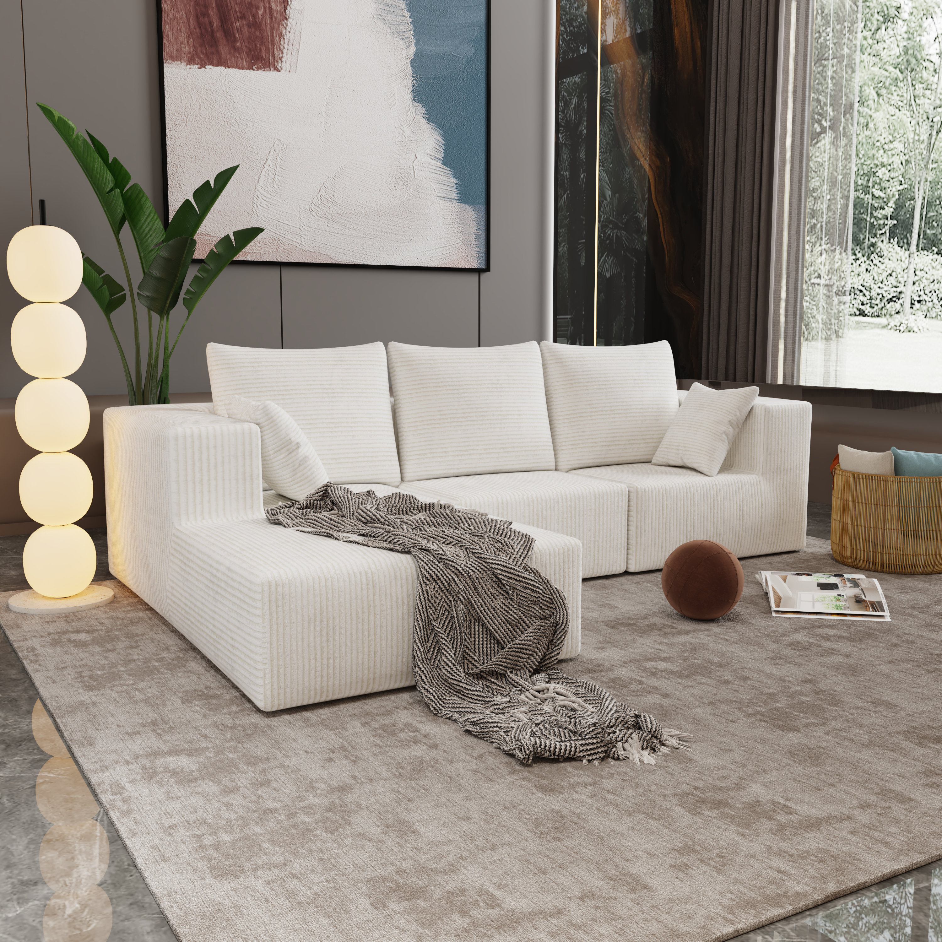Latitude Run® Beige Modular Sectional Sofa with Chaise, Convertible ...