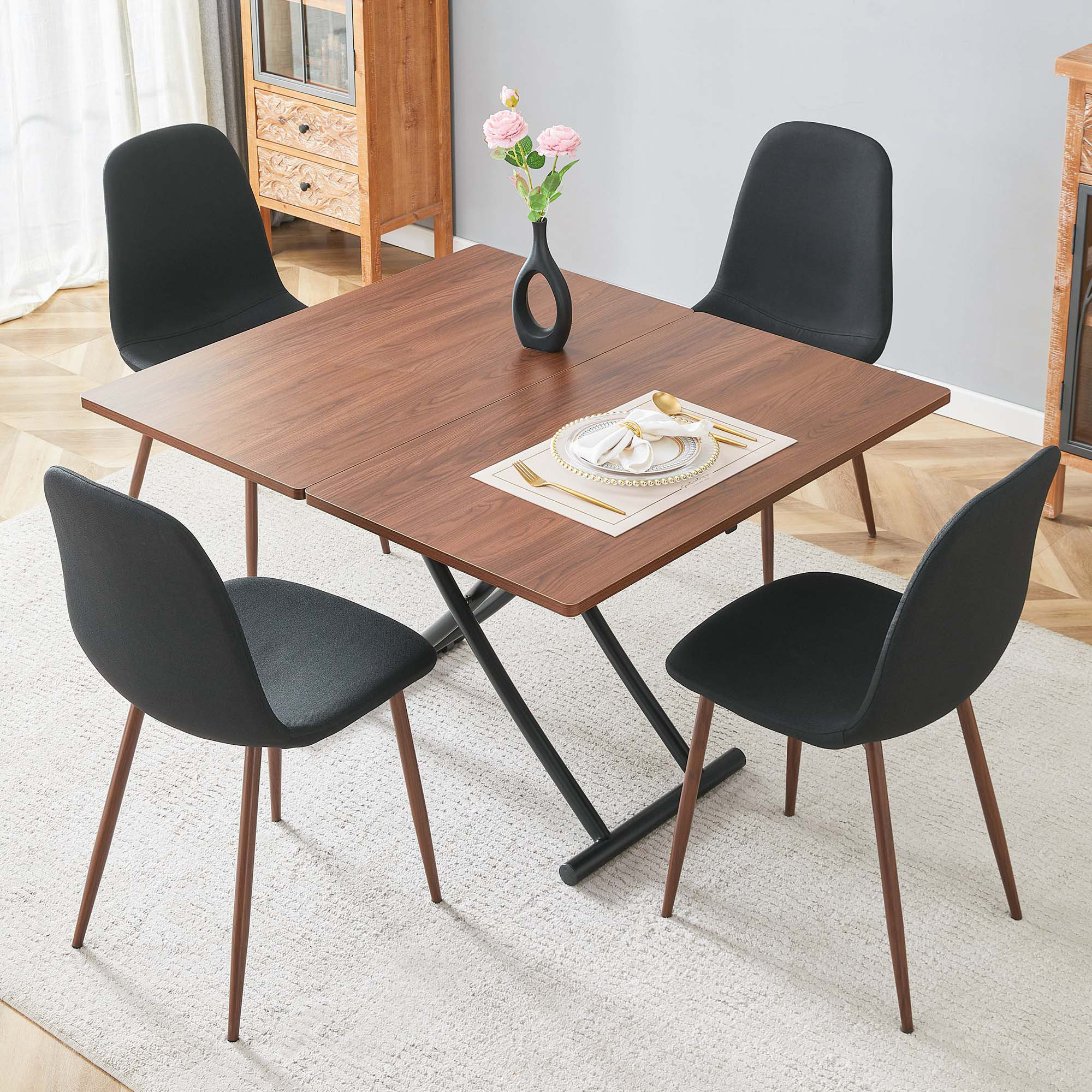 Latitude Run® Table and chair set.Modern Multifunctional Lifting ...