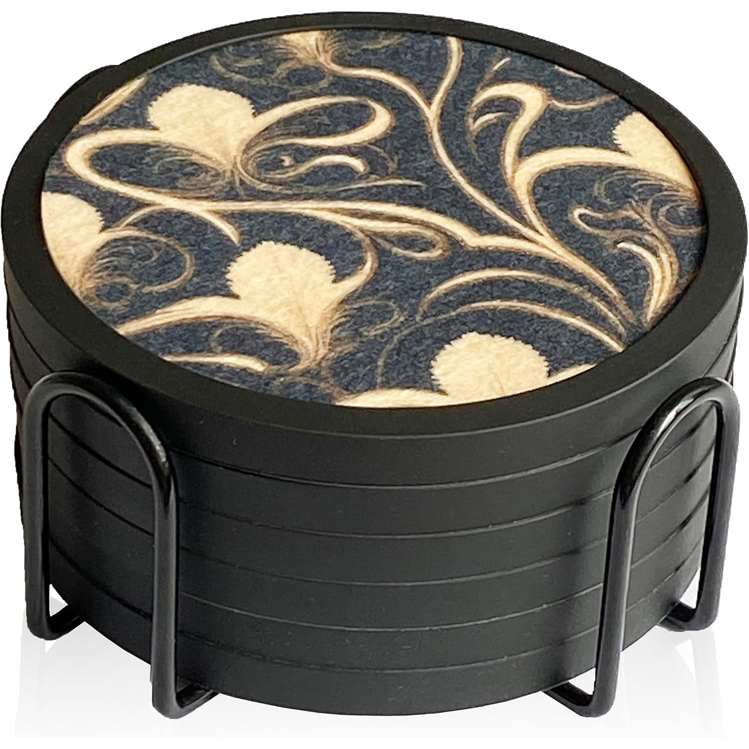 Lark Manor Silicone Round 6 Piece Coaster Set With Holder | Wayfair.co.uk