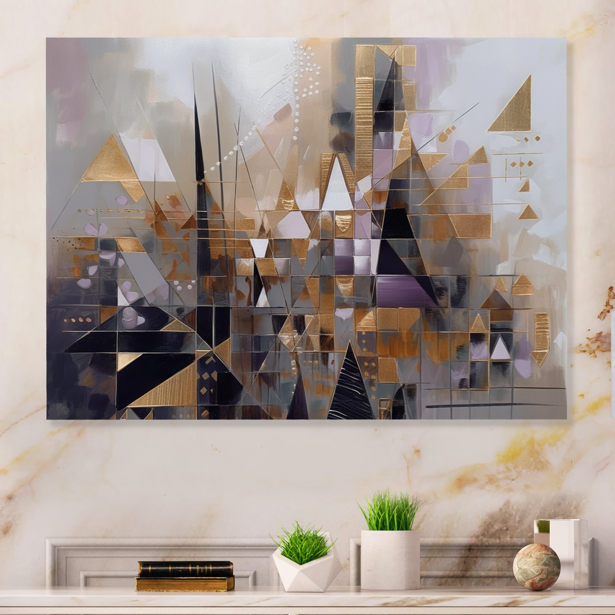 Ivy Bronx Soft Color Composition II - Abstract Geometric Metal Wall Art ...