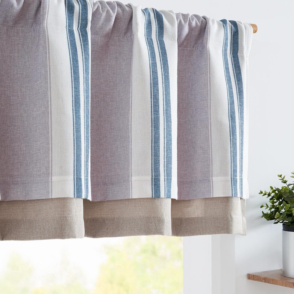 PALEYI 18 Inch Linen Striped Valance | Wayfair