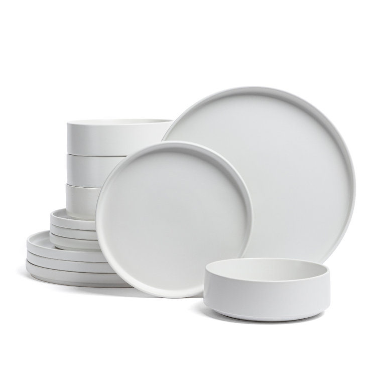 over&back Stackable 12-Piece Semi Hand-Finished Stoneware Dinnerware ...