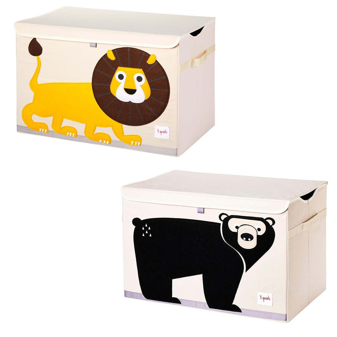 3 Sprouts Collapsible Toy Chest Storage Bin Bundle With Lion And Bear ...