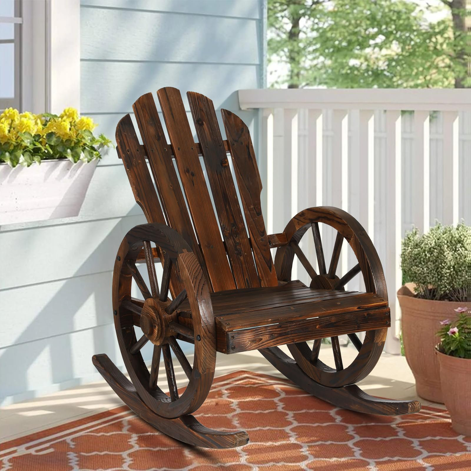 Millwood Pines Outdoor Wagon Rocking Chair, Adirondack Rocker Chair W ...
