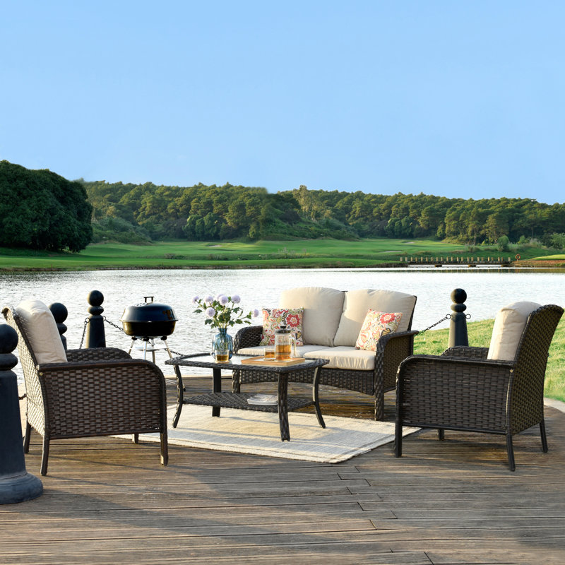Red Barrel Studio® Kanijah 4 - Person Outdoor Seating Group with ...