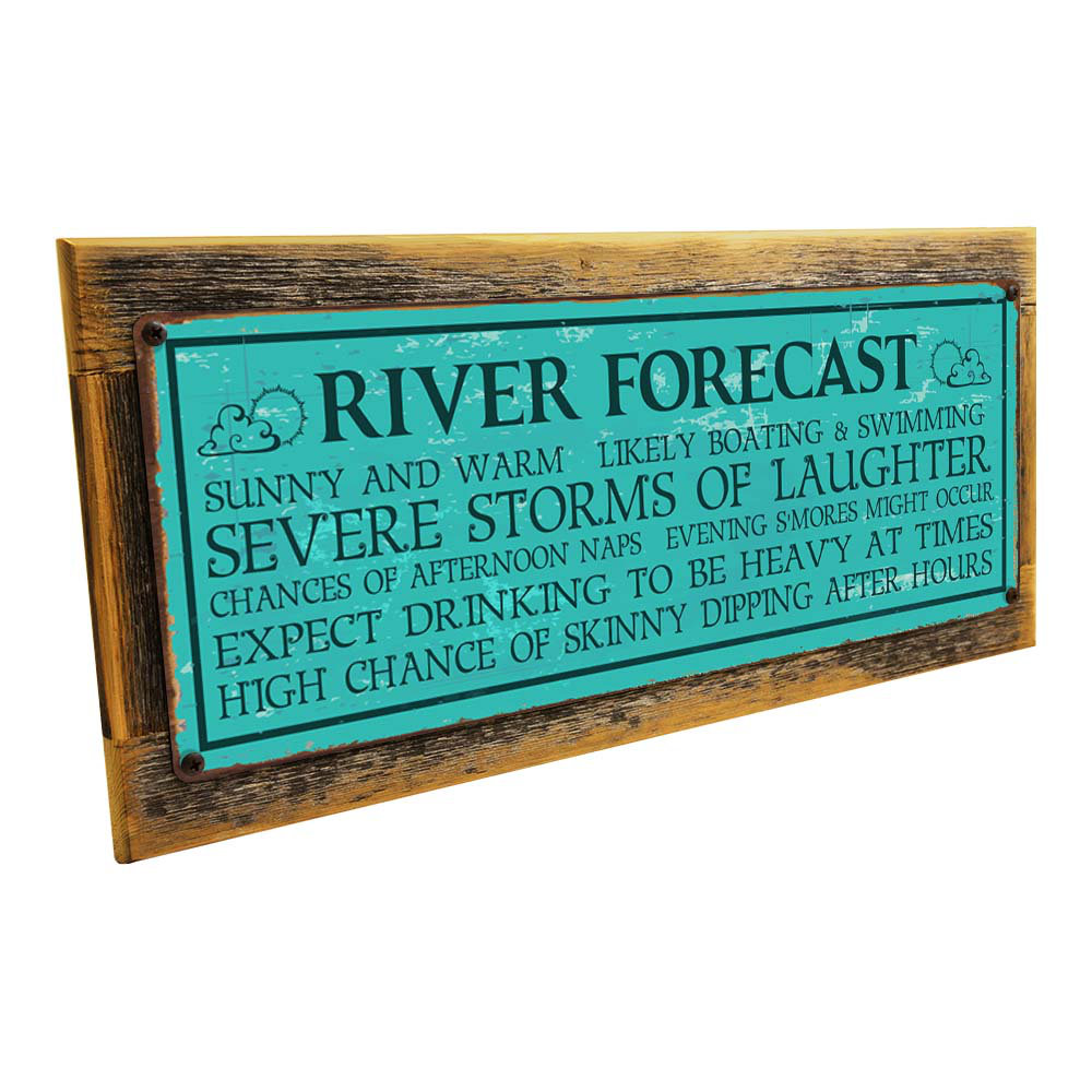 Trinx Framed, Indoor River Forecast Metal Sign, Wall Art For Lake House ...