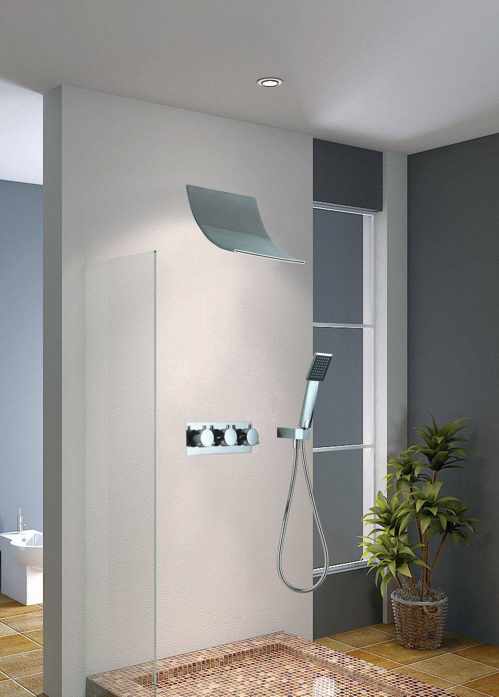 Sumerain Contemporary/Modern Volume Complete Shower System with Rough ...