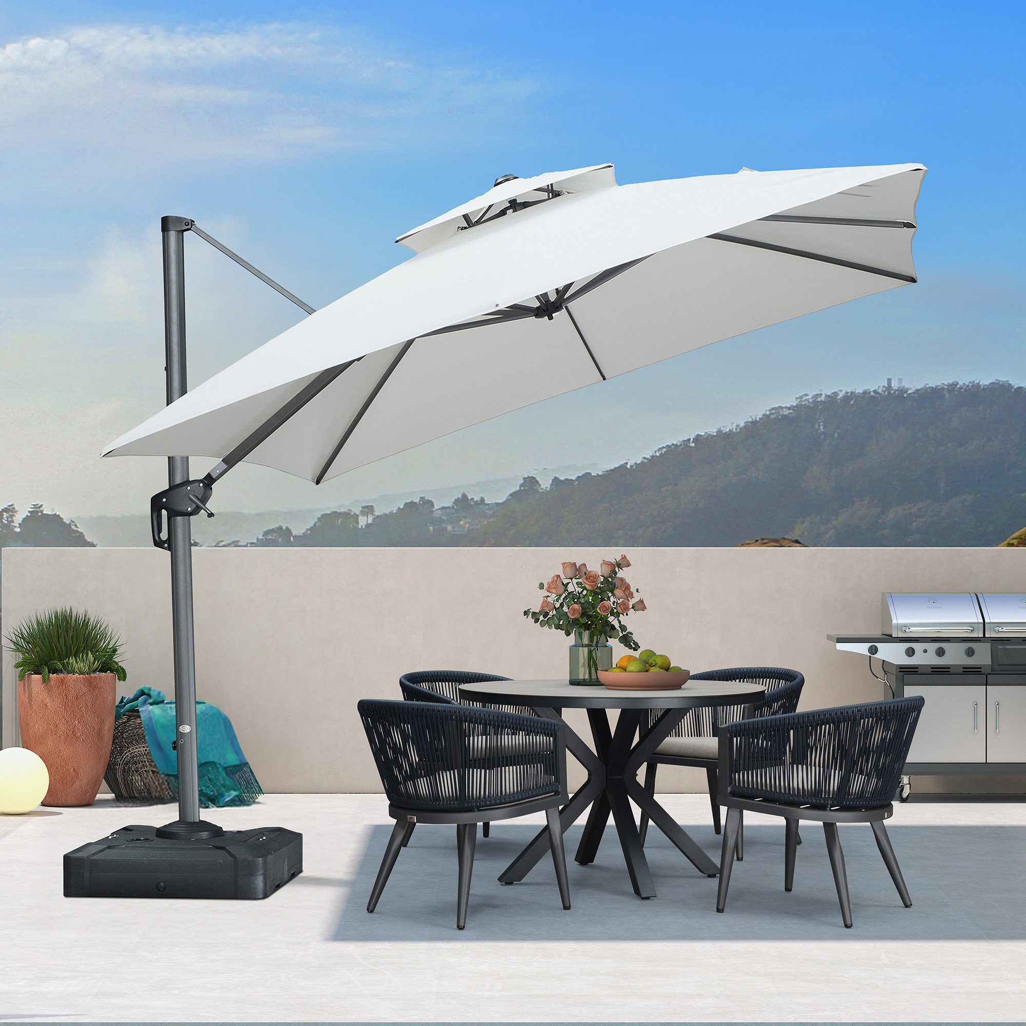 Arlmont & Co. 10ft Heavy Duty Outdoor Large Double Top Offset Square ...