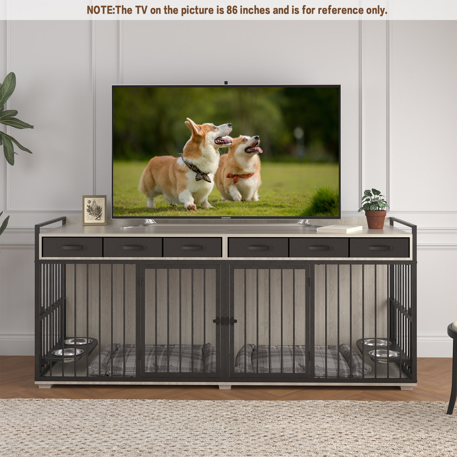 Tucker Murphy Pet™ 86.6" Large Dog Crate Furniture for 2 Dogs,XXXL ...