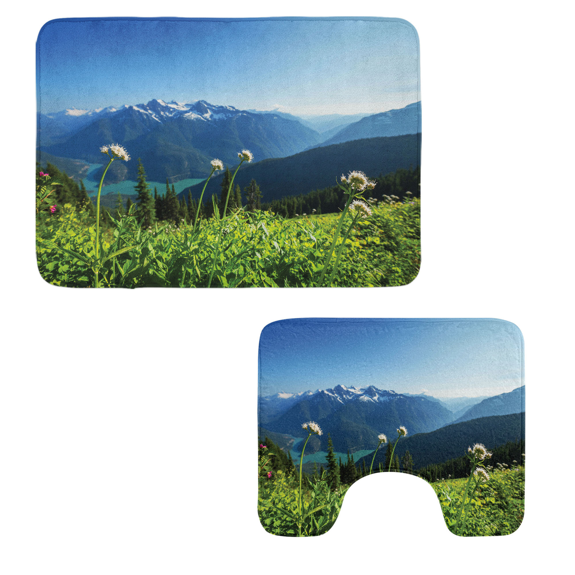 East Urban Home Mountain Bathroom Rug Set 2 Pieces Rectangle & Contour ...