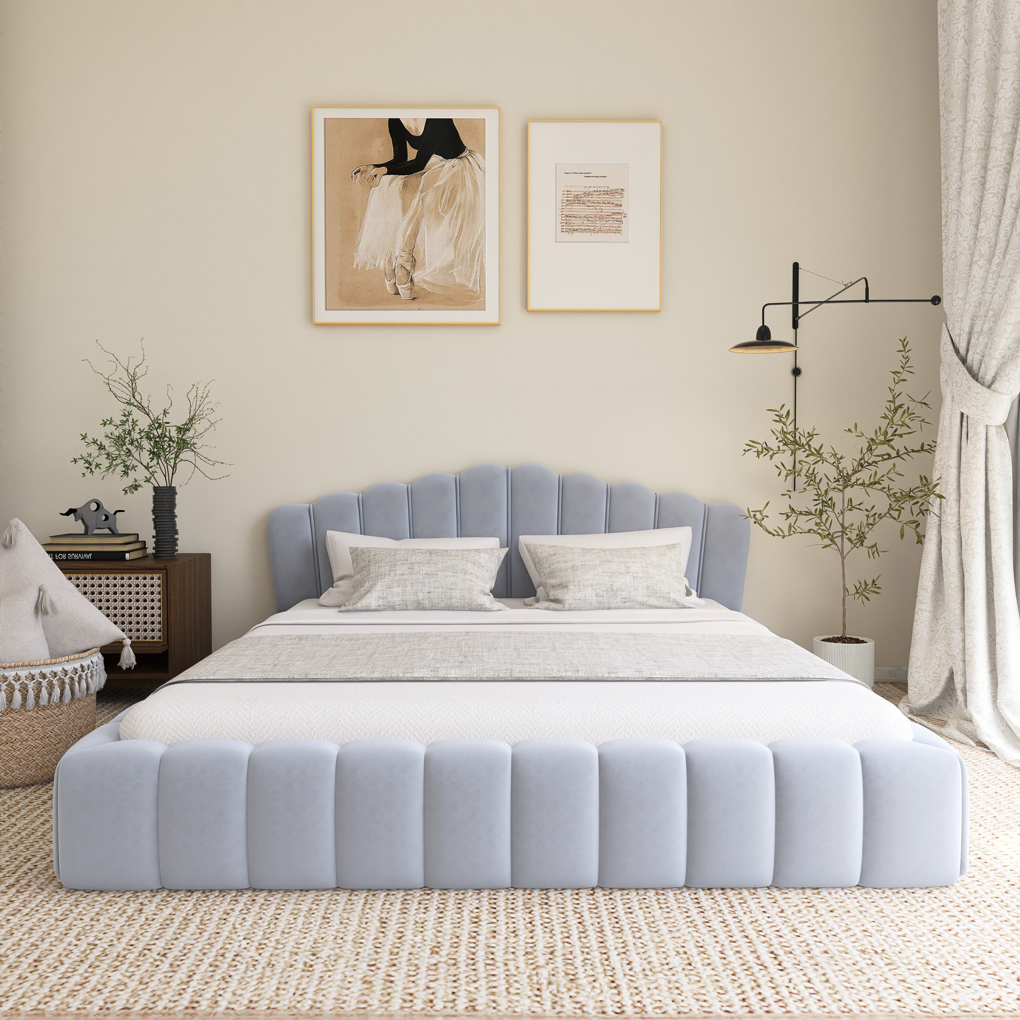 Lark Manor™ Upholstered Platform Bed With Shell-Shaped Headboard | Wayfair