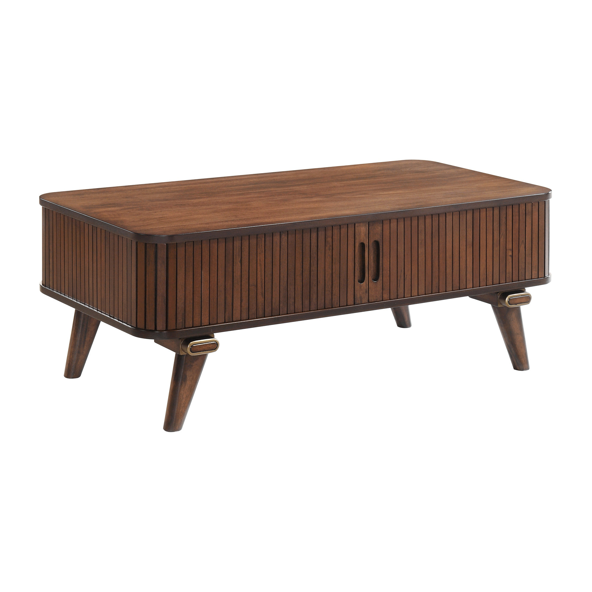 Corrigan Studio® 1Pc Storage Cocktail Table Tambour Doors 2X Shelves ...