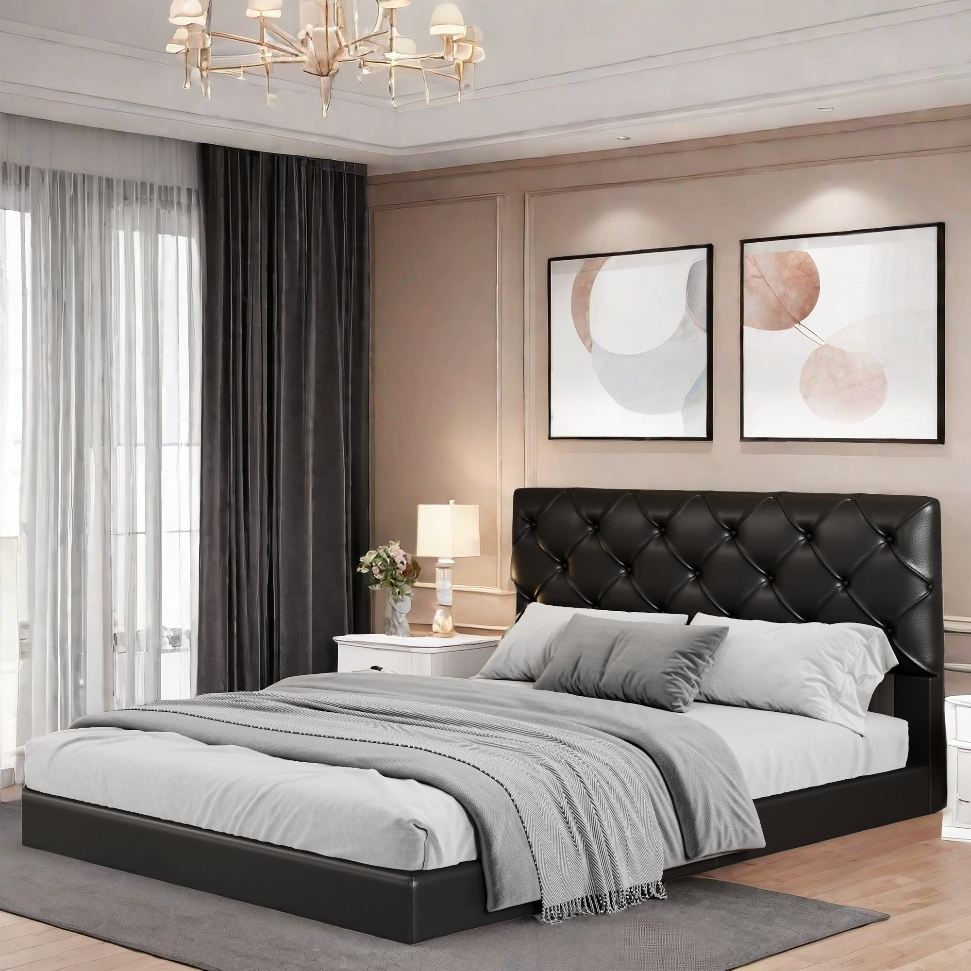 Red Barrel Studio® Carmouche Tufted Upholstered Platform Bed with Elegant Headboard | Wayfair