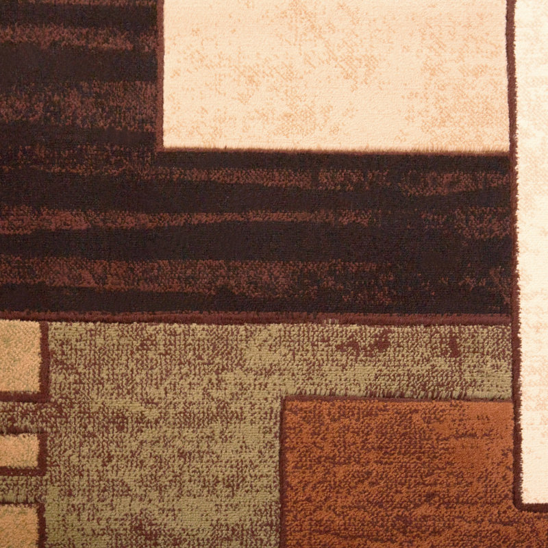 Winston Porter Amalyn Geometric Brown/Green Area Rug & Reviews | Wayfair