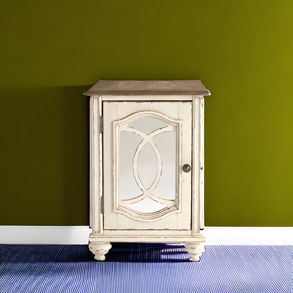 One Allium Way® Farmhouse Style Side Table With Cabinet And Inset ...