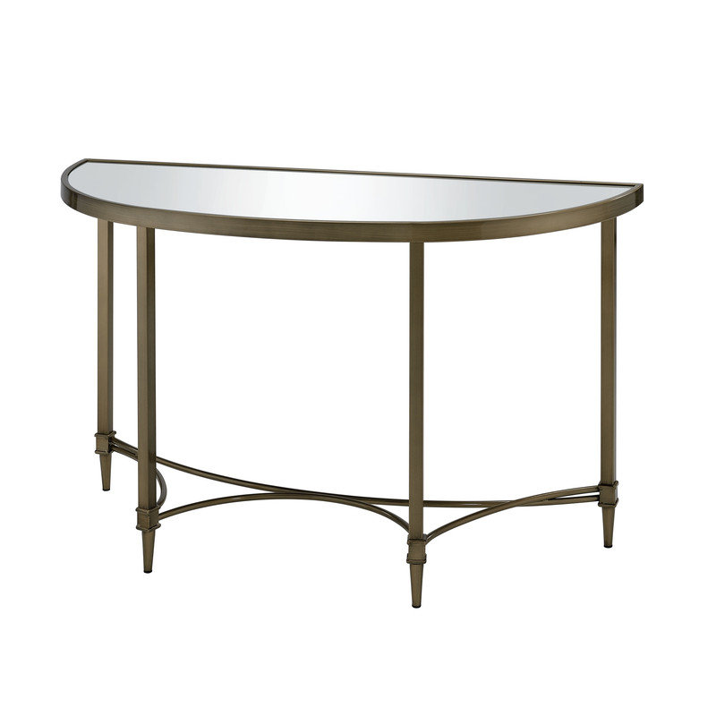 Everly Quinn Semicircle Shape Antique Brass Metal Console Table w ...