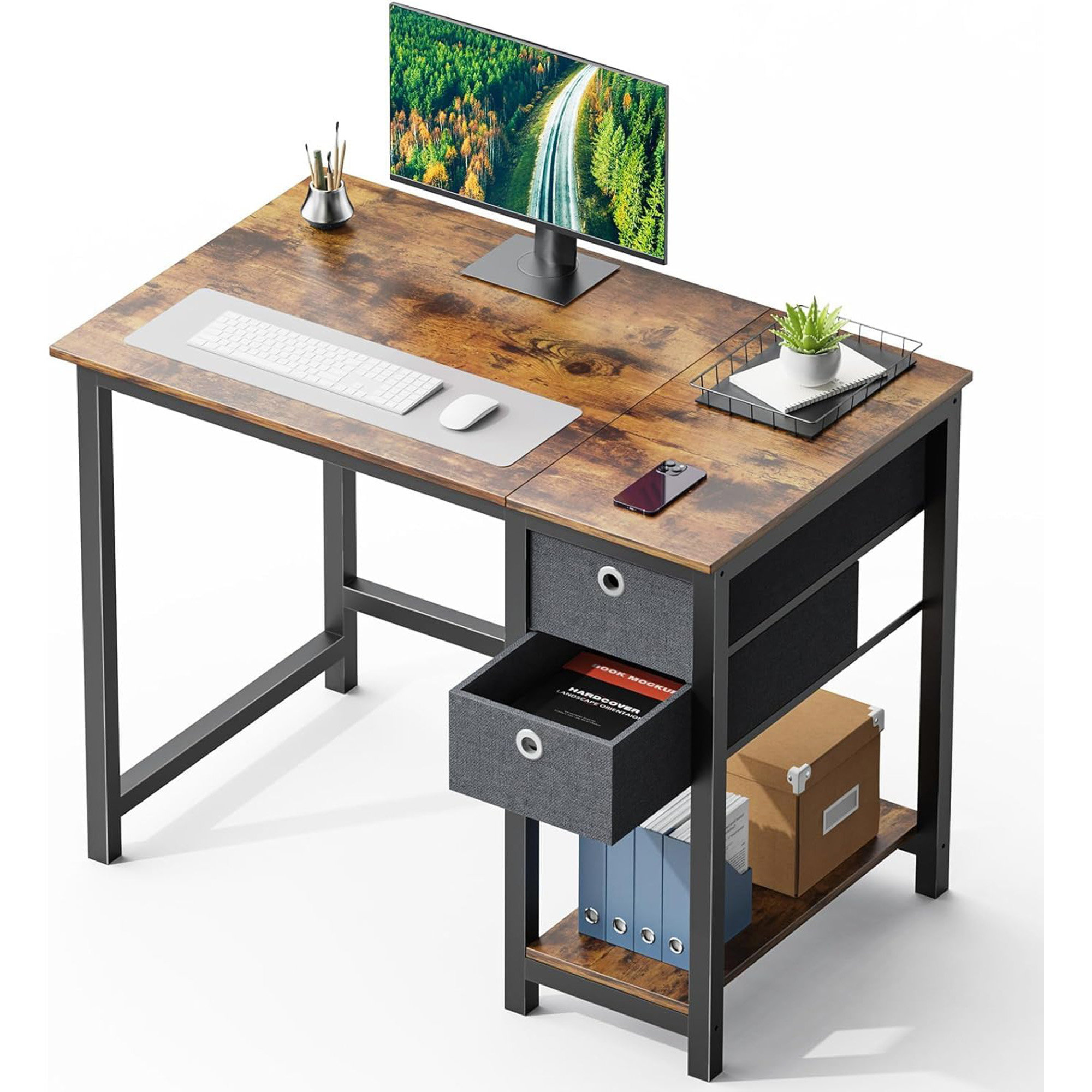 17 Stories Computer Desk With Drawers 47 Inch Office Writing Work Kids ...