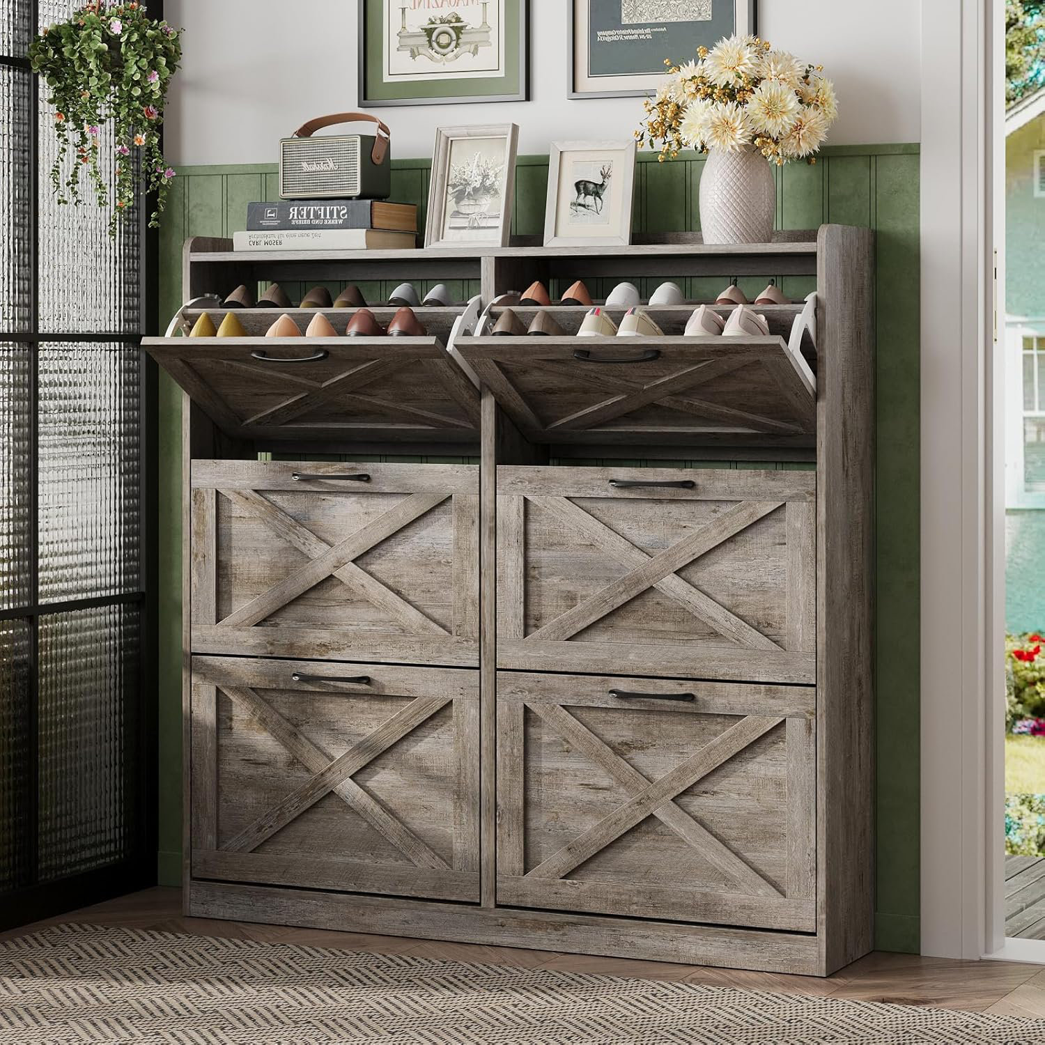 Gracie Oaks Freestanding Shoe Storage Cabinet With 6 Flip Drawers ...