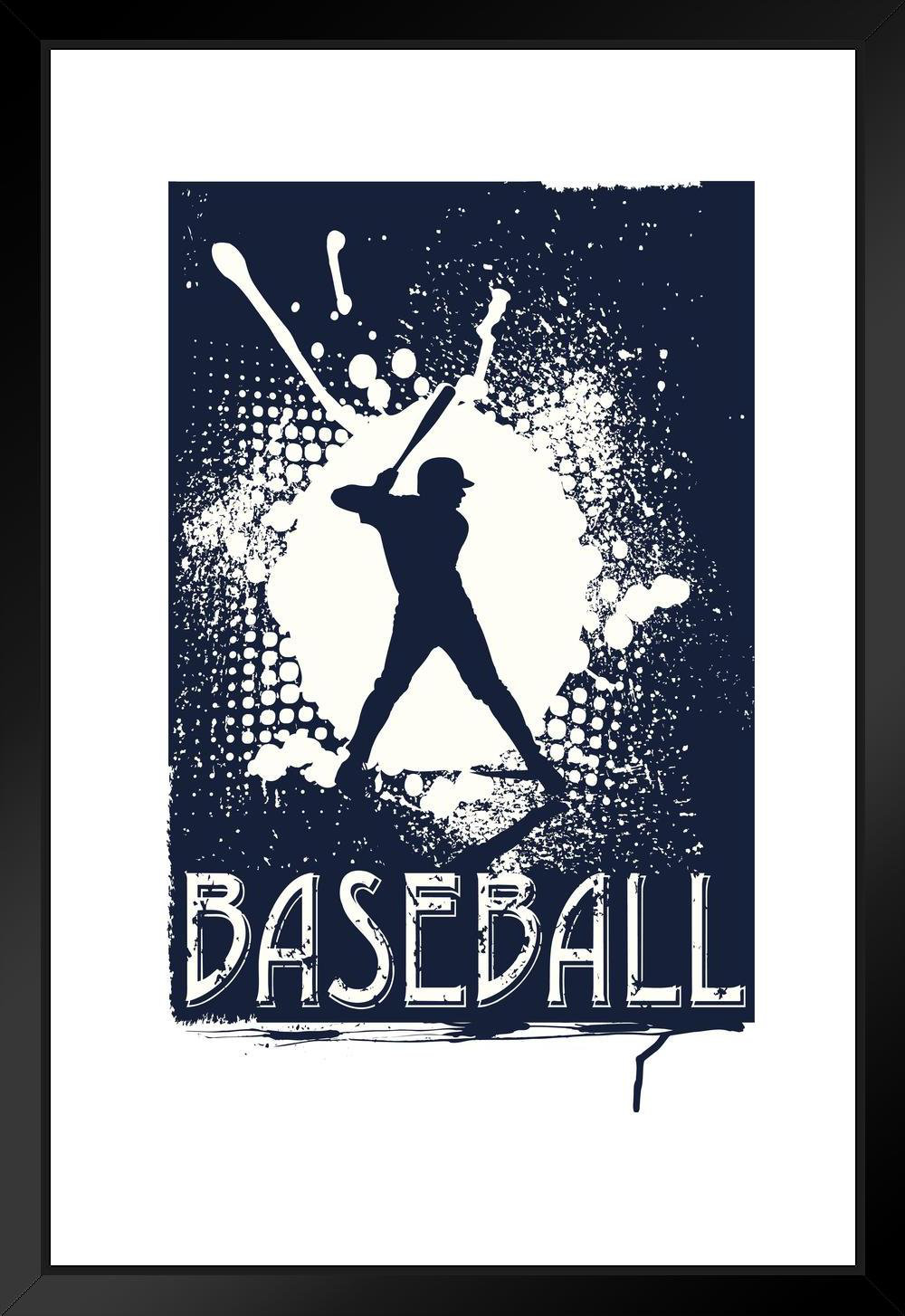 Trinx Baseball Player At Bat Illustration Matted Framed Art Print Wall ...