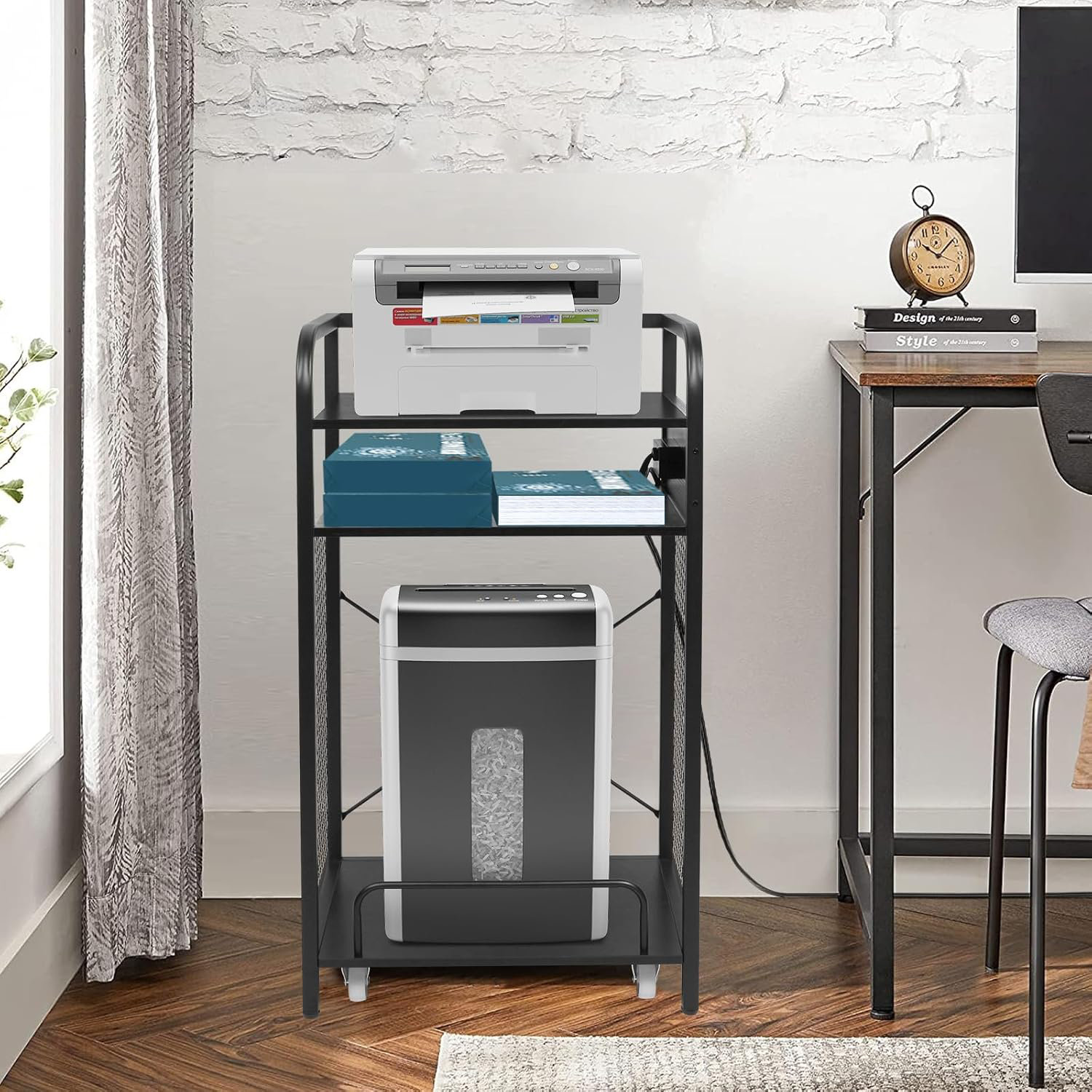 BY Family 3-Tier Heavy Duty Printer And Shredder Stand With Pull-Out ...
