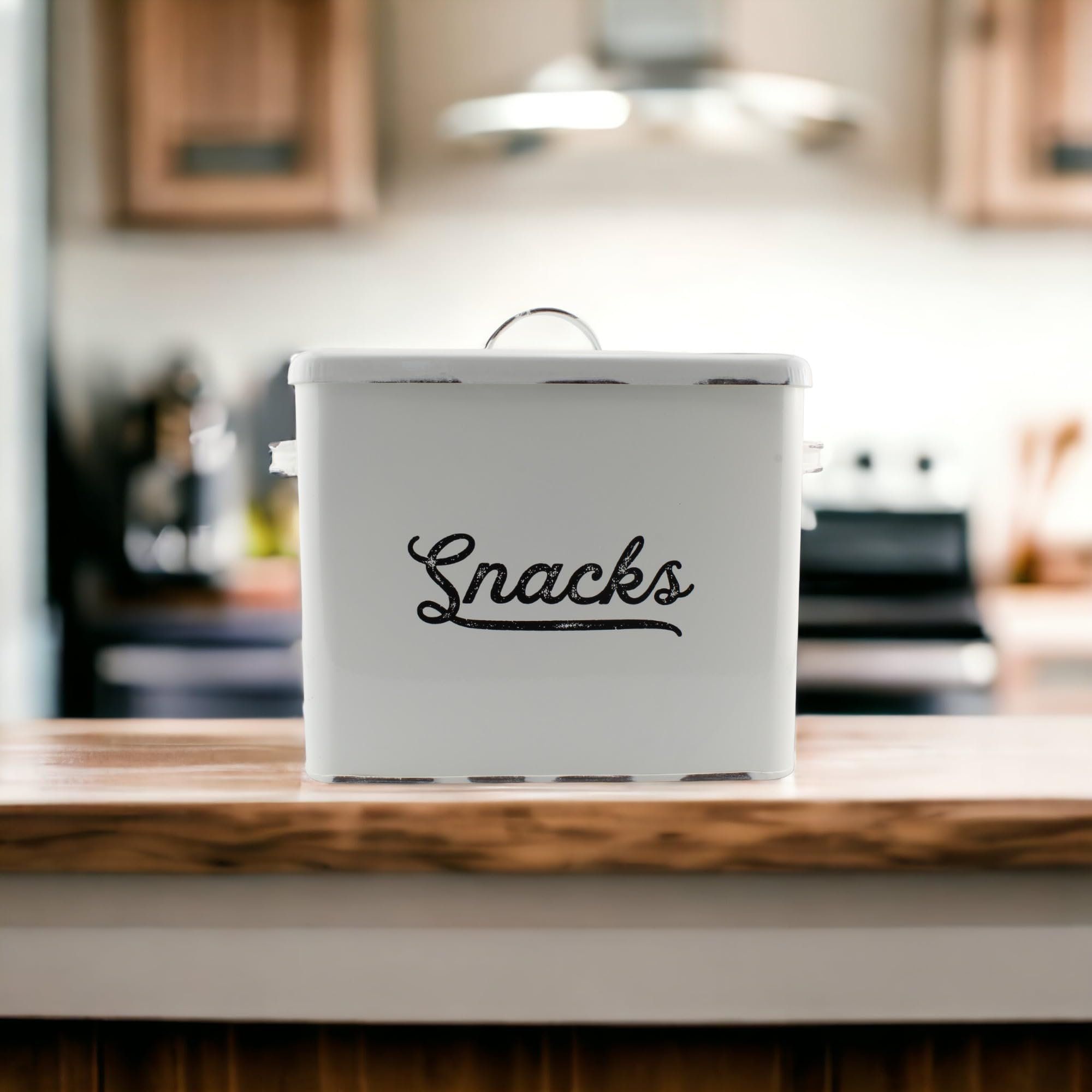 One Allium Way® Rustic Snack Bin, White Enamelware Snack Container ...