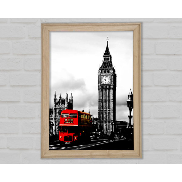 Brayden Studio London Big Ben Red Bus Black And White - Single Picture ...
