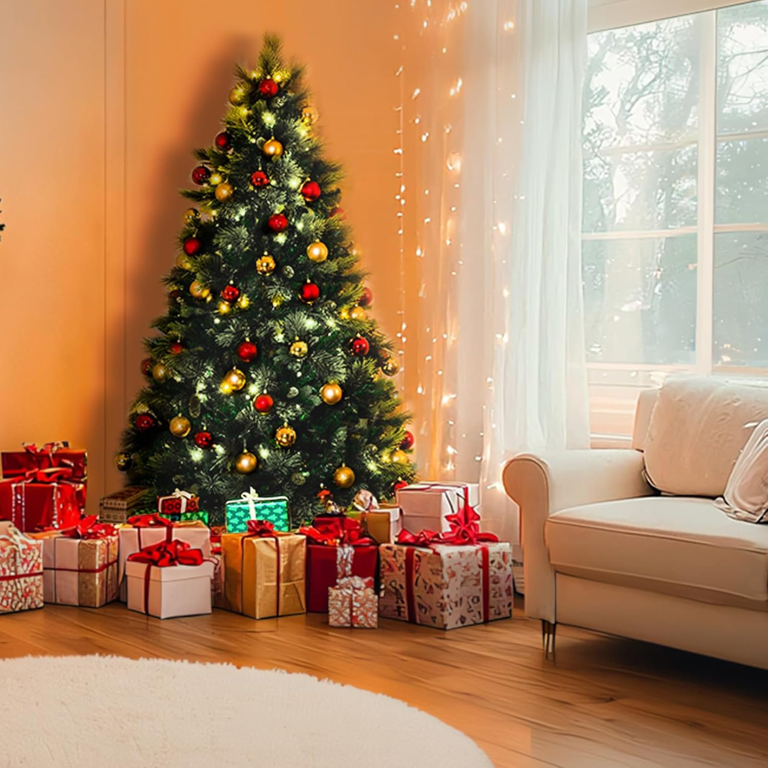 The Holiday Aisle® 6.5ft Pine Christmas Tree, Hinged Holiday Pine Tree ...