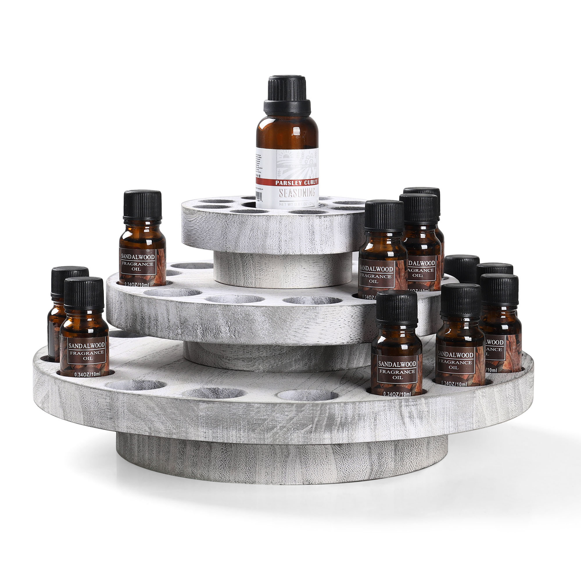 Gracie Oaks 3 Tier Rotating Essential Oil Display Rack Wood NailPolish ...