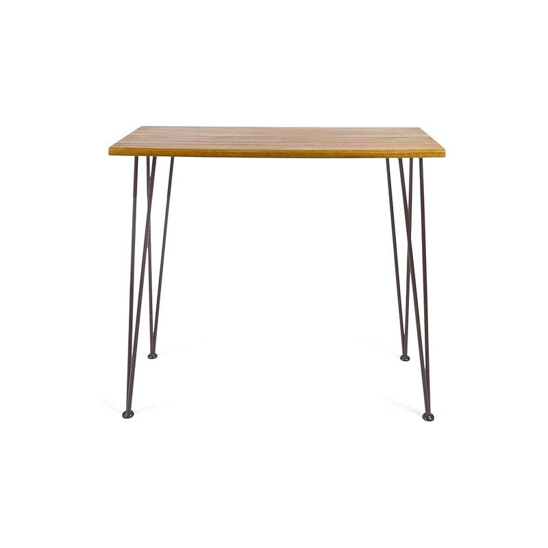 17 Stories Ouotdoor Industrial Acacia Wood Bar Table with Iron Frame ...