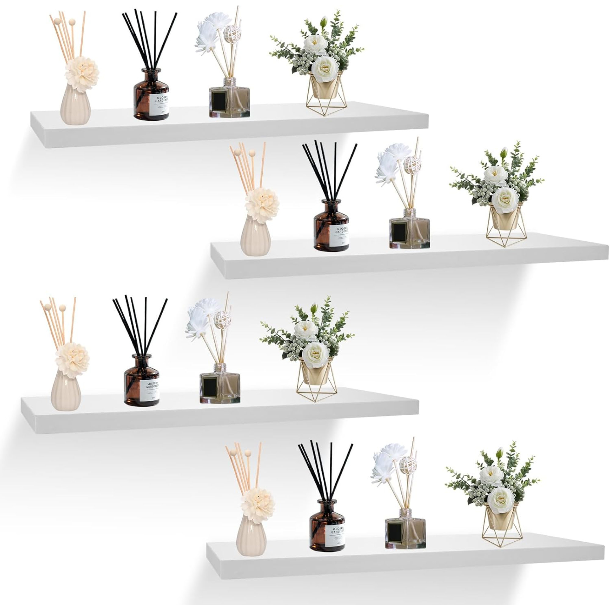 17 Stories 4 Pack Floating Shelves, 40Cm Shelves For Wall, Rustic ...