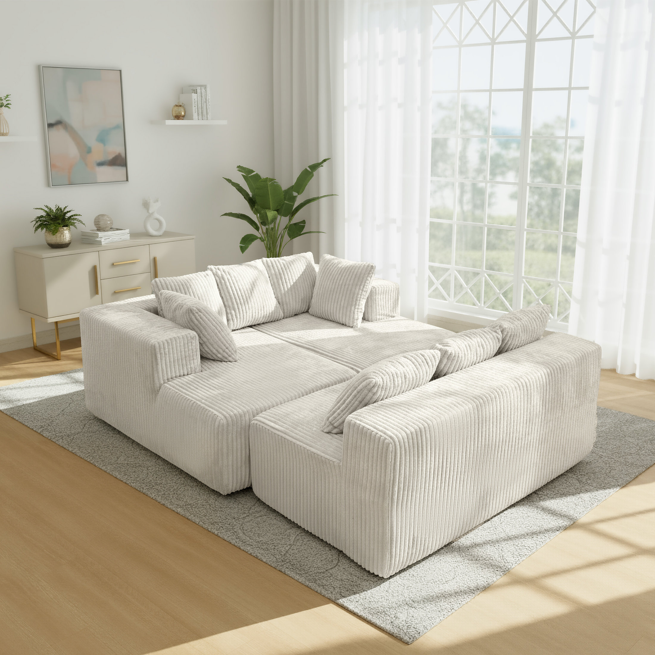 Ebern Designs 130" Cloud Boneless Couch Modular U-Shaped Sectional Sofa ...