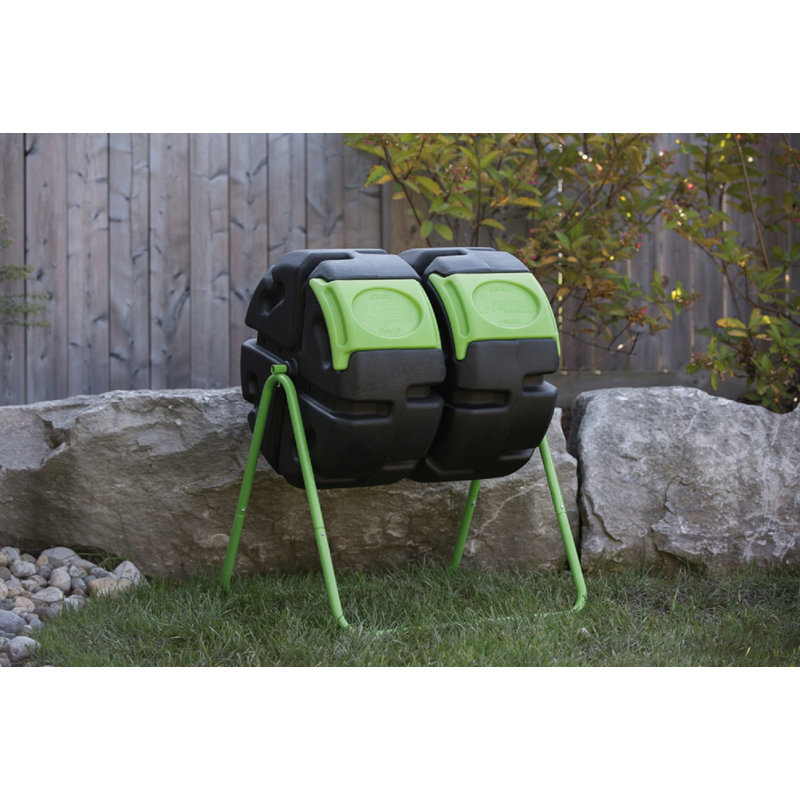 FCMP Outdoor HOTFROG 37 Gallon Dual Body Rotating Tumbling Composter ...