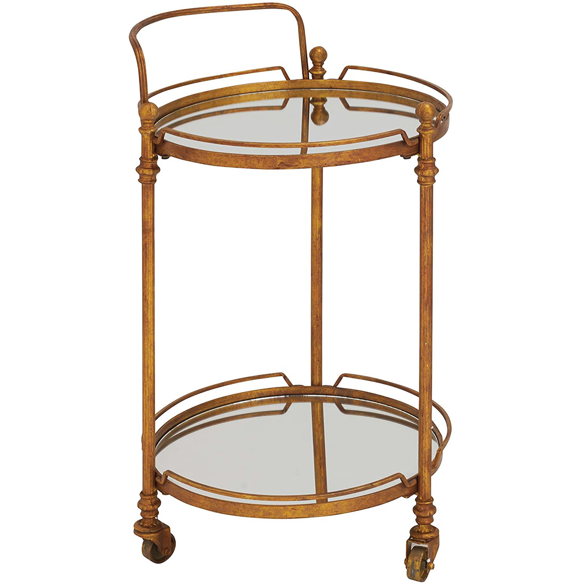 Rosdorf Park 2-shelf Glass Round Serving Bar Cart - Gold & Reviews ...