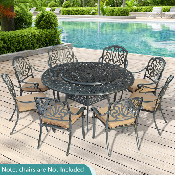 Meetwarm Outdoor 61" Round Patio Dining Table With Detachable Lazy ...