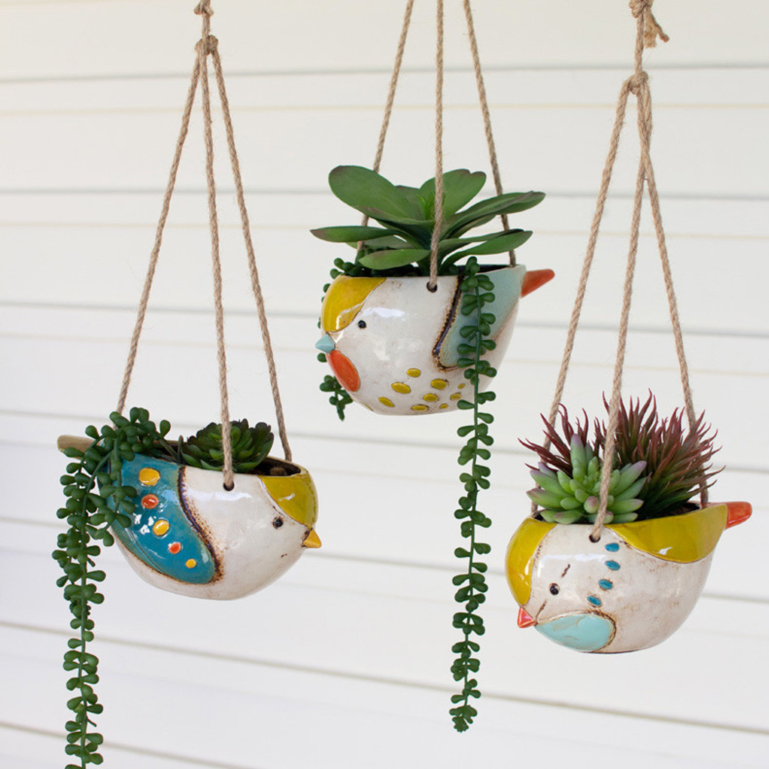 Breakwater Bay Set Of 3 Modern Ceramic Hanging Bird Planters - Wayfair ...