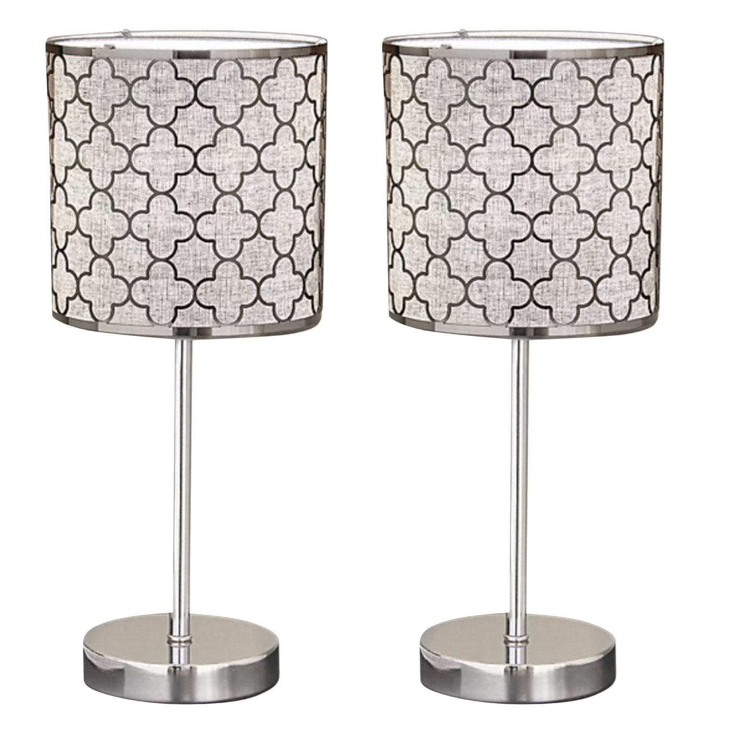 Metro Lane Set of 2 Lazar - Laser Cut Out Lamps with Grey Fabric ...