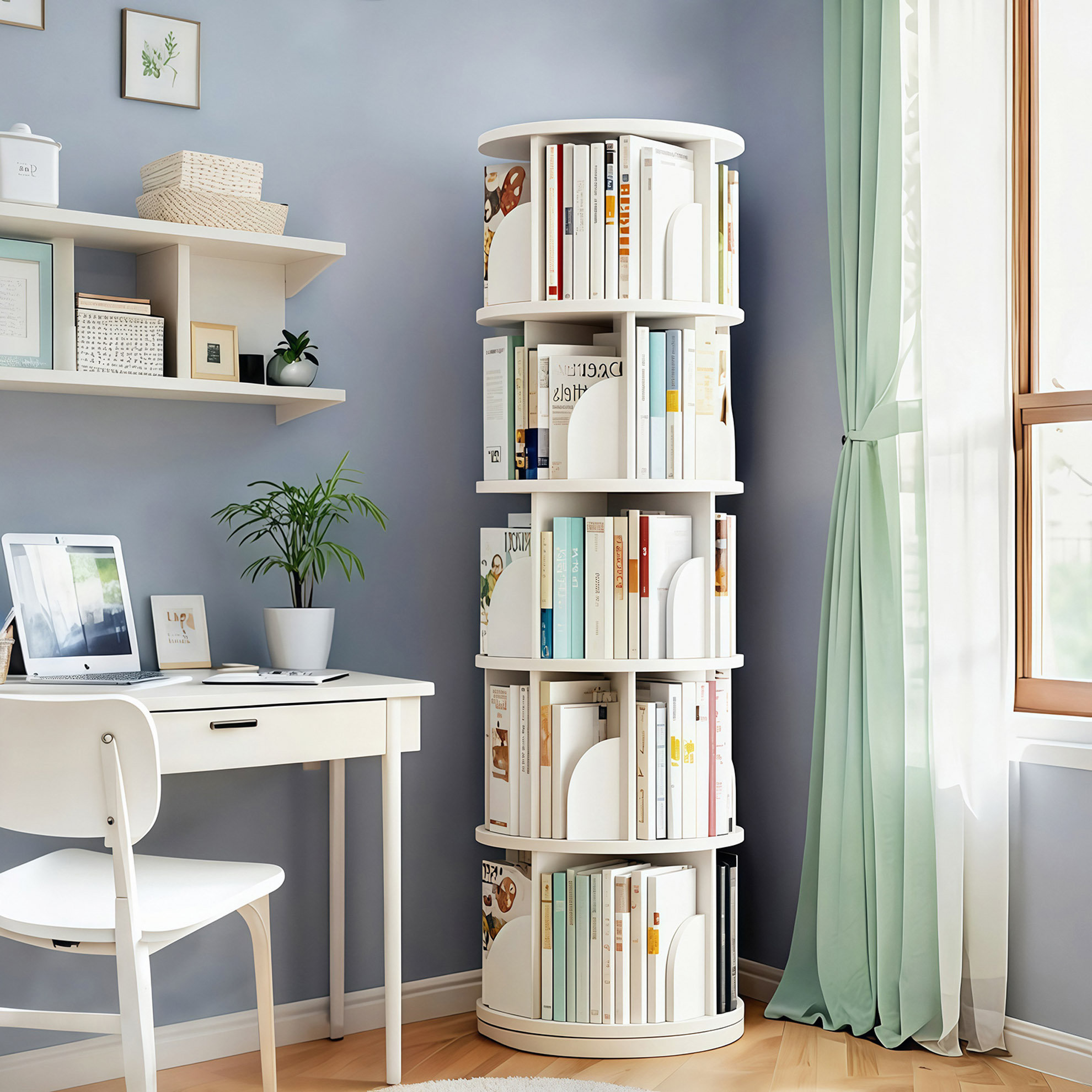 weixunguang Rotating Bookshelf, 360Â° Display Round Spinning Bookshelf ...