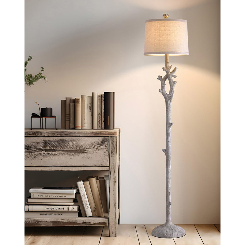 Millwood Pines Rustic Farmhouse Tree Trunk Floor Lamp for Bedroom ...