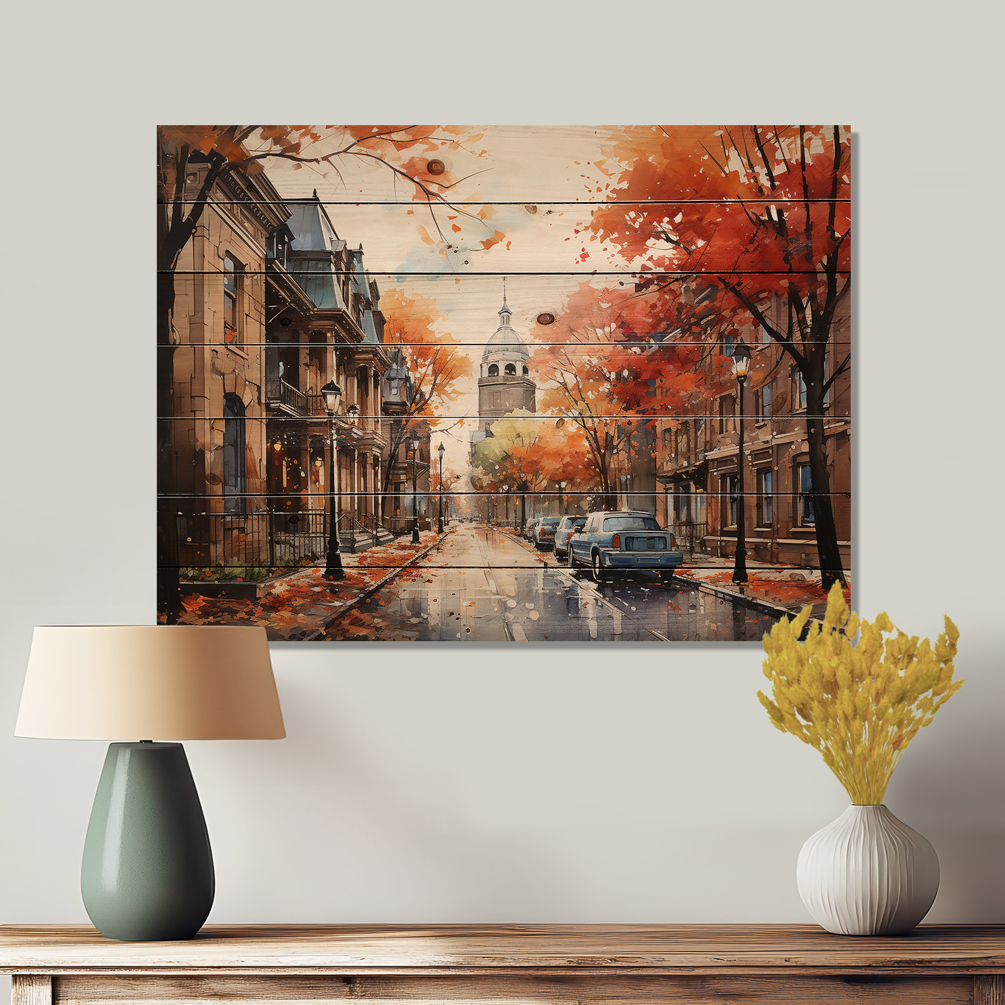 Design Art Old Street Boston Views - Cityscapes Wood Wall Decor On ...