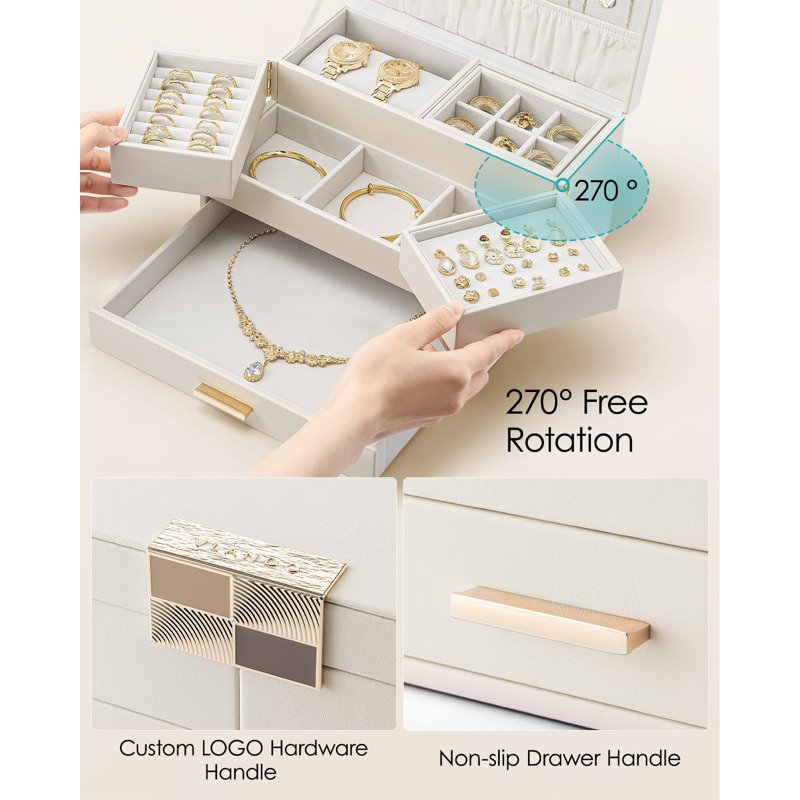Latitude Run® Jewelry Organizer Box - 3 Layer Jewelry Storage With ...